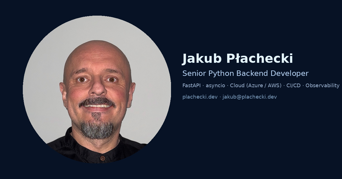 Jakub Plachecki | Python Backend Developer